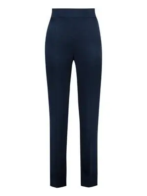 Max Mara Straight-leg Trousers With Side Slits - Blue