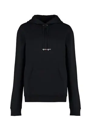 Saint Laurent Cotton Hoodie With Logo Detail - Black