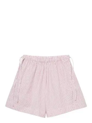 SEAQUELLE SWIM Stripe Poplin Pull-on Shorts - Red