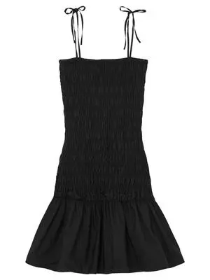 SEAQUELLE SWIM Eddy Smocked Cotton Drop-waist Mini Dress - Black