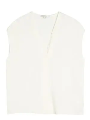 VINCE Vince Double-Layered V-Neck Silk-Blend Top