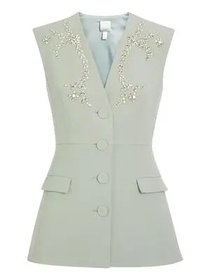 Huishan Zhang Sigrid Crystal Embellished Woven Vest - Grey