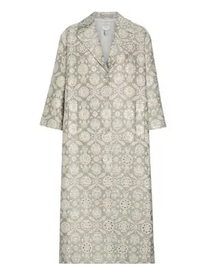 Huishan Zhang Floral Jacquard Cotton-blend Coat - Grey