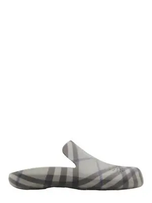 Burberry Stingray Checked Slip-on Slippers - Grey