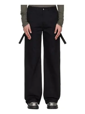 HELIOT EMIL Wide Leg Belt Loop Jeans - Black