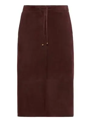 Max Mara Max Mara Suede Midi Skirt Deep Red