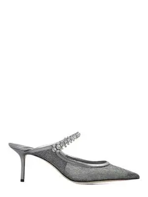 JIMMY CHOO Bing Crystal-embellished Mesh Mules - Silver