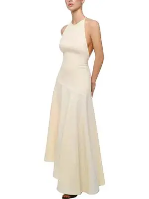 ANOUKI Asymmetric Open-back Maxi Dress - Neutrals