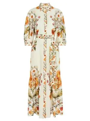 Borgo De Nor Bianca Floral-print Belted Maxi Dress - Neutrals