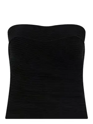Alberta Ferretti Ribbed Knit Tube Top - Black