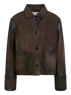 Loewe LOEWE Suede Turn-Up Jacket Brown