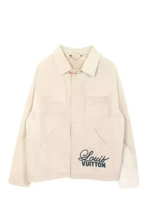 LOUIS VUITTON Logo-embroidered Shirt Jacket - Neutrals