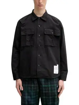 NEIGHBORHOOD Logo-patch Flap-pocket Shirt - Black
