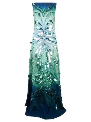 Alberta Ferretti Sequin-embellished Silk Maxi Dress - Blue