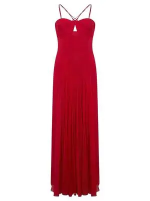 Alberta Ferretti Ruched Maxi Dress - Red