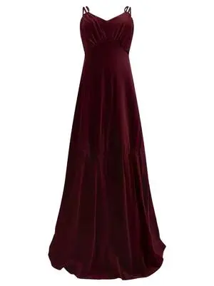 Moschino Velvet Effect Pleated Maxi Dress - Red