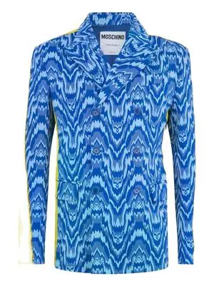 Moschino Double-breasted Chevron-print Blazer - Blue