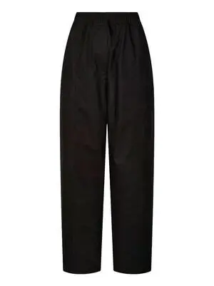 STUDIO TOMBOY Elasticated-waist Cotton-twill Tapered Trousers - Black