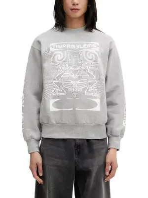 NO PROBLEMO Oversized Graphic Print Sweatshirt - Grey