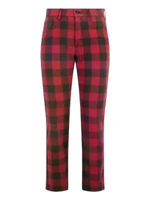 Moschino Plaid Pattern Tape Jeans - Red