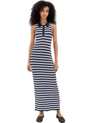 ROWING BLAZERS Striped Halter Polo Maxi Dress - Navy