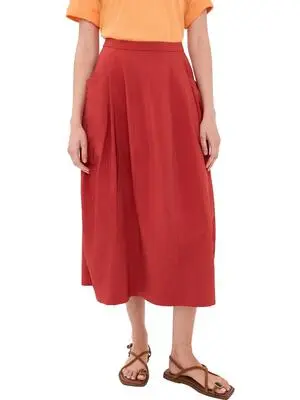 Tibi Nylon Lantern Skirt - Red