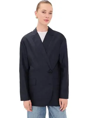 Tibi Crispy Nylon Liam Blazer - Navy