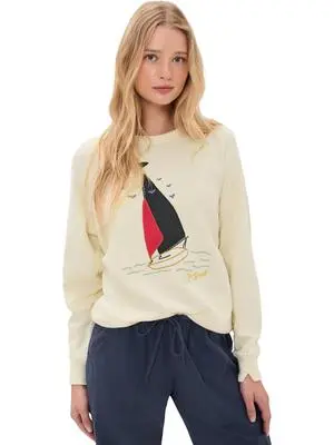 The Great. College Sailboat Sweatshirt - Washed White