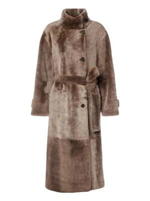 Brunello Cucinelli Brunello Cucinelli Shearling Wrap Coat Brown