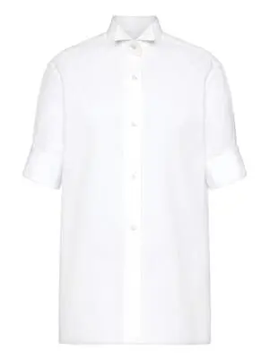 MAISON MARGIELA Short Sleeve Wing Collar Shirt - White