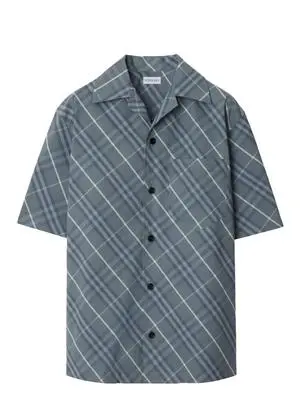 Burberry Check Pattern Short Sleeved Shirt - Gray