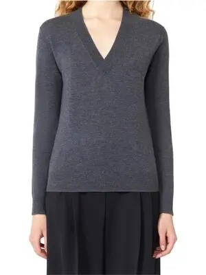 Max Mara Long Sleeve V-neck Sweater - Black