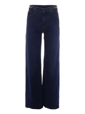 Liu Jo Belt Loop Jeans With Embellished Waist - Black