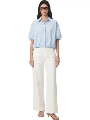 Fabrique Claire Bubble Puff Sleeve Shirt - Blue