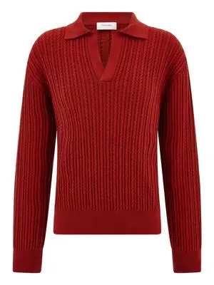 FERRAGAMO Knitted Polo Top Red