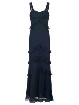 Saloni Chandra Ruffled Maxi Dress - Blue