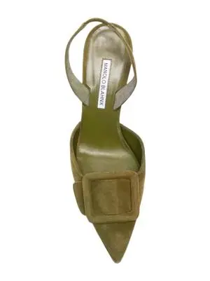 Manolo Blahnik Maysli Buckle-detail Heeled Pumps - Green