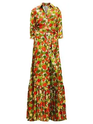 ALESSANDRO ENRIQUEZ Strawberry Print Tie Maxi Dress - Red