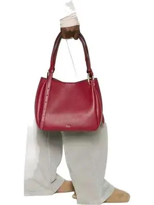 Furla Grained Texture Logo Detail Tote Bag - Red