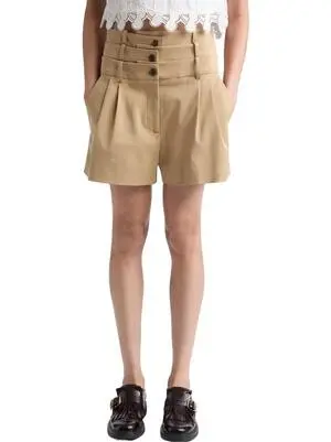 Monse Triple Waistband Wide Leg Shorts - Khaki
