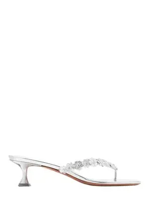Amina Muaddi Janis 45 Floral Appliqué Hourglass Sandals - White