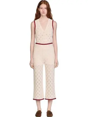 Sandro Crochet-look Knit Trousers - Ecru