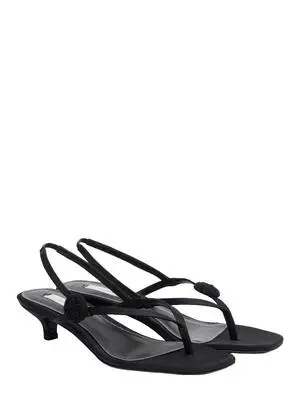 TOTEME Floral Appliqué Suede Slingback Sandals - Black