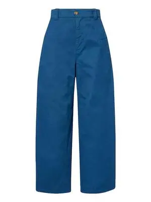 Chloé Cropped Barrel-leg Cotton Pants - Blue