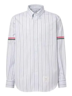 Thom Browne 4-bar Striped Cotton Shirt - Grey