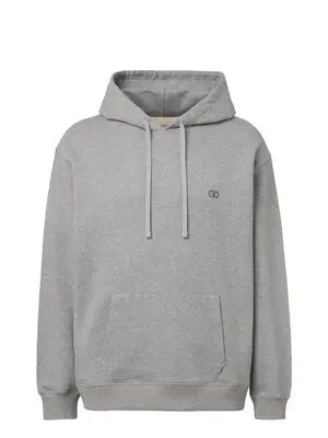 Valentino Garavani Vlogo Cotton Jersey Hoodie - Grey