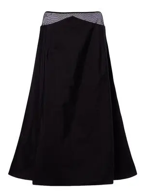 THE ROW Cotton Poplin Midi Skirt - Black
