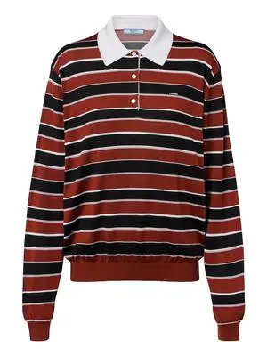 Prada Striped Silk Polo Shirt - Brown