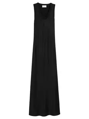 AMI Paris Satin Maxi Tank Dress - Black