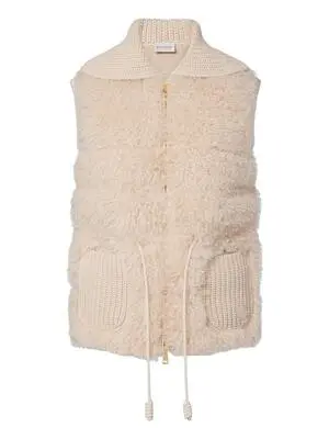 Moncler Shearling And Cashmere Down Vest - Beige